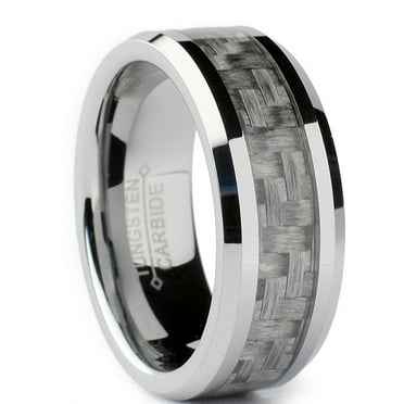 Metal Masters Men's Tungsten Carbide Black and Blue Textured Wedding Band Ring Comfort Fit 8mm 9 ...