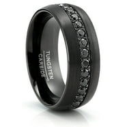 Metal Masters 1.35 Carat Tungsten Black Wedding Band Eternity Ring Cubic Zirconia Comfort-Fit ...