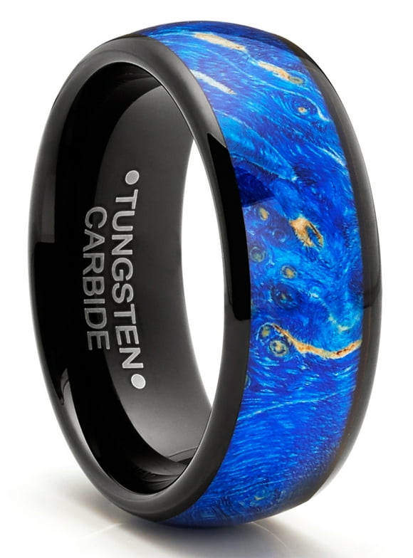 Blue Tungsten Carbide Rings