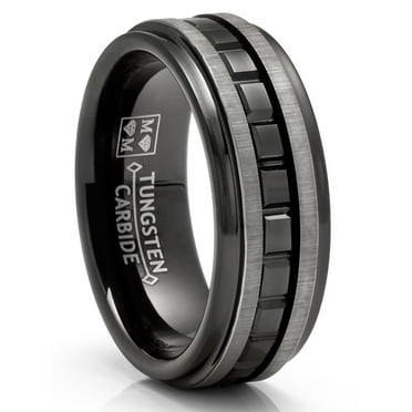 Metal Masters Men's 2.4Ct Blue Sapphire Titanium Wedding Band, Engagement Ring with Cubic ...