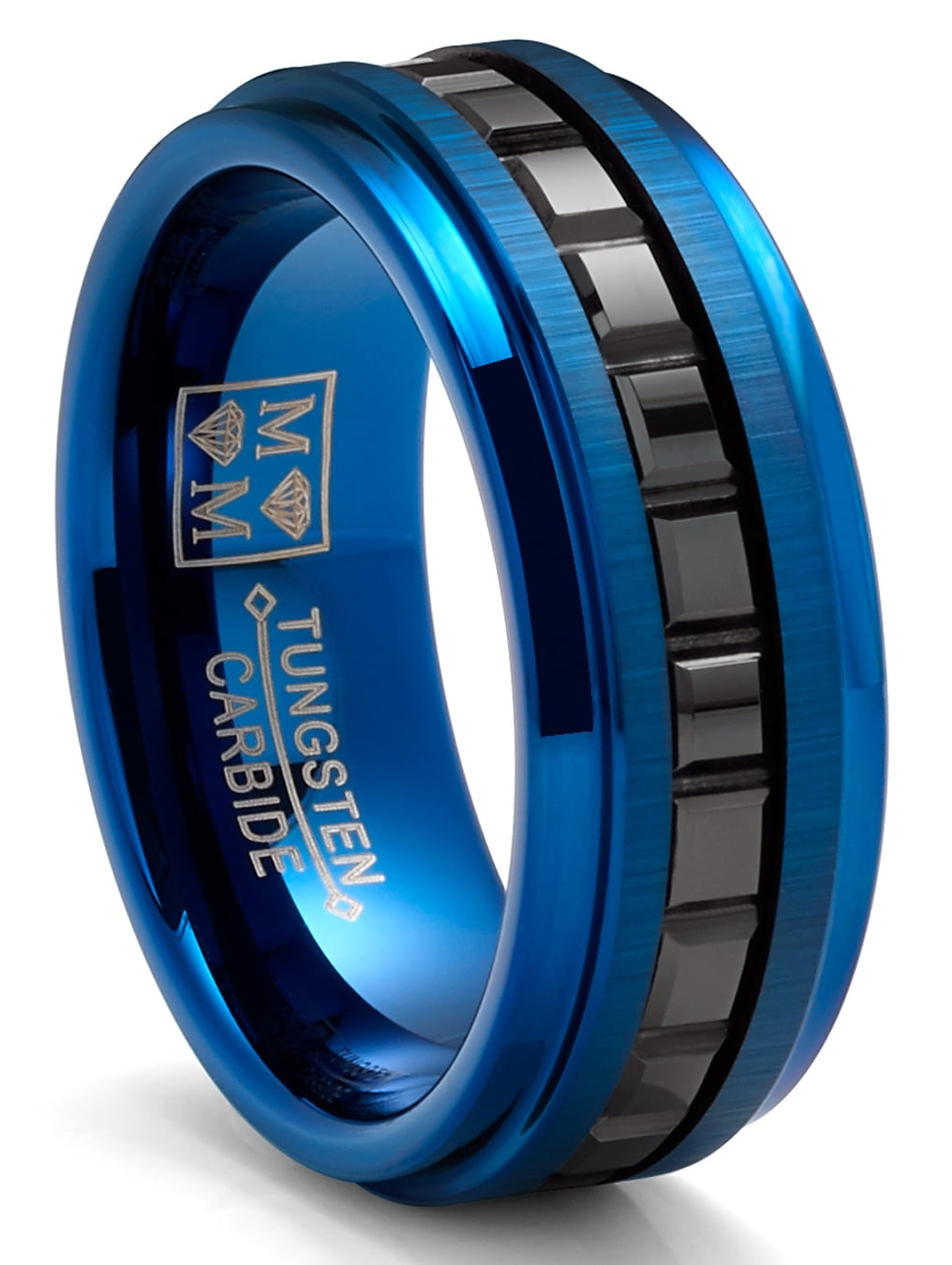 Metal Masters Tungsten Mens Eternity Princess Ring Two-Tone Wedding ...