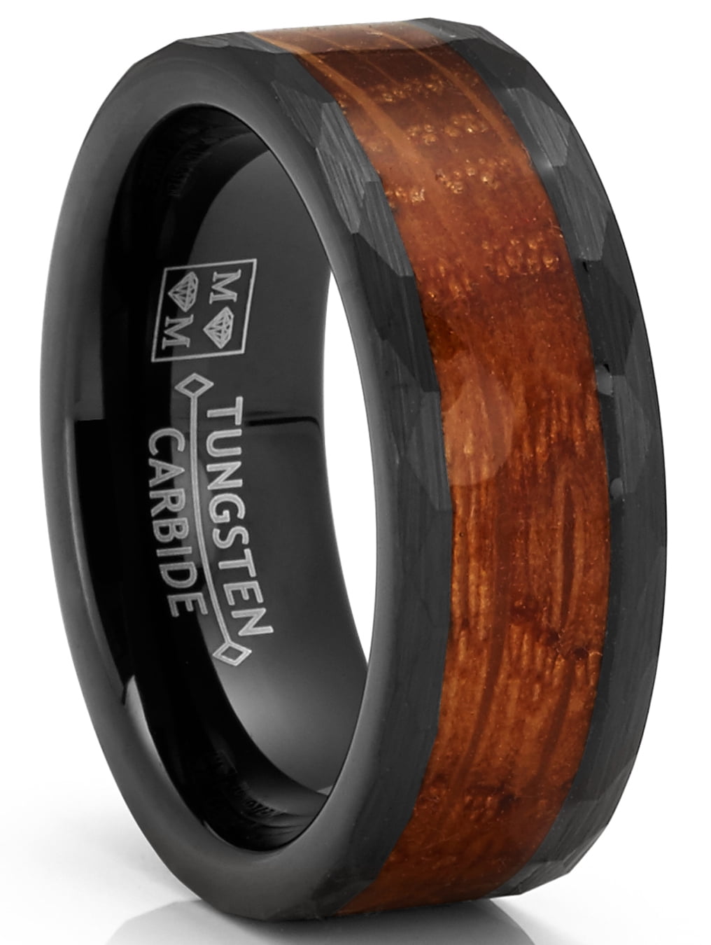 Metal Masters Mens Whiskey Barrel Oakwood Tungsten Carbide Ring Wedding ...