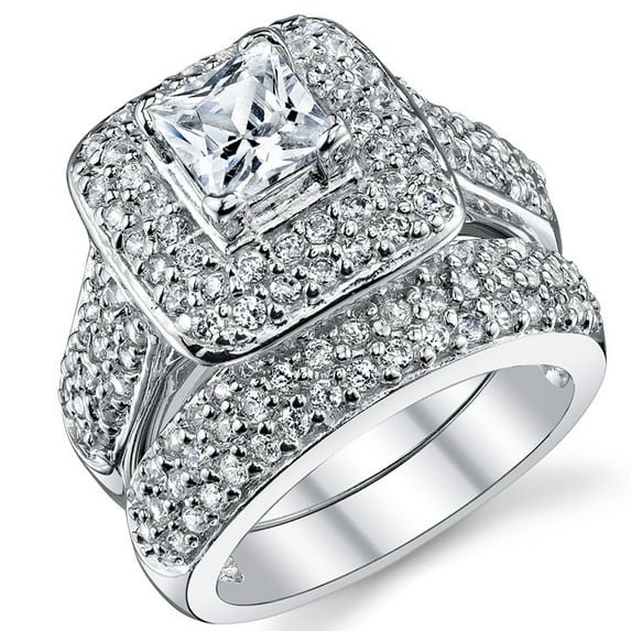 Metal Masters Womens 1Ct Princess Cut Cubic Zirconia Sterling Silver 925 Wedding Engagement Ring ...
