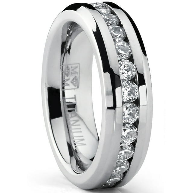 Metal Masters 2.4Ct. Womens 6mm Ladies Eternity Titanium Ring Cubic ...