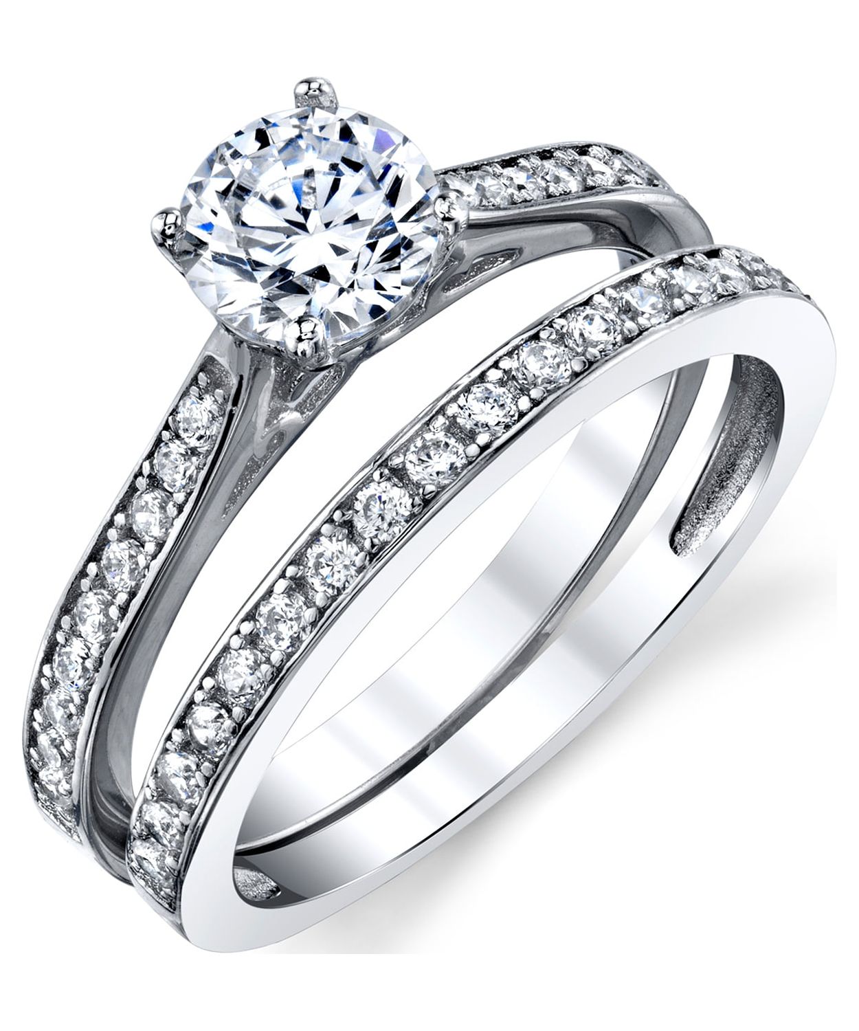 Sterling Silver Womens Flawless Colorless Cubic Zirconia Round