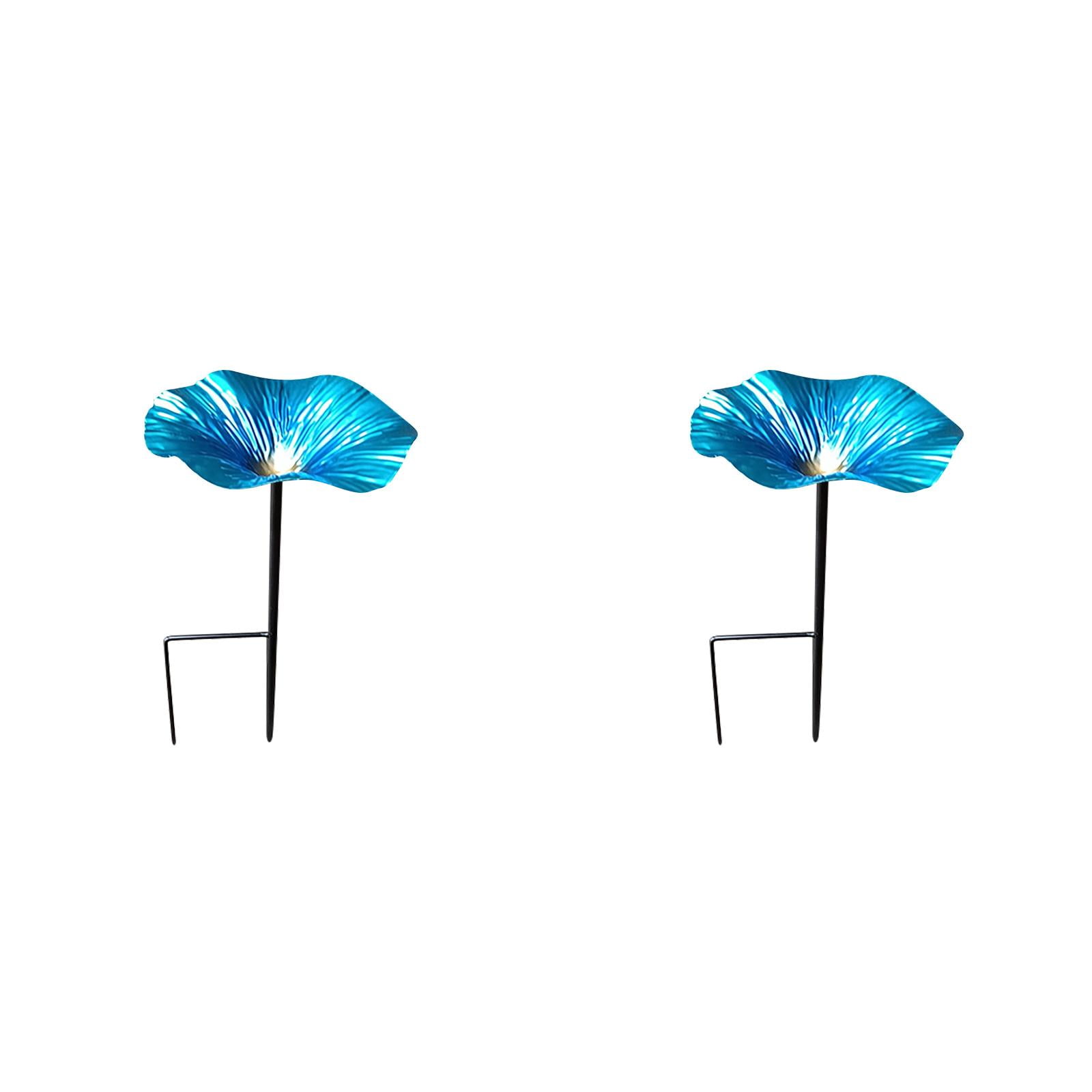 Metal Material Bird Bath and Feeder - 2 Pcs Flower Design Ground Stake ...