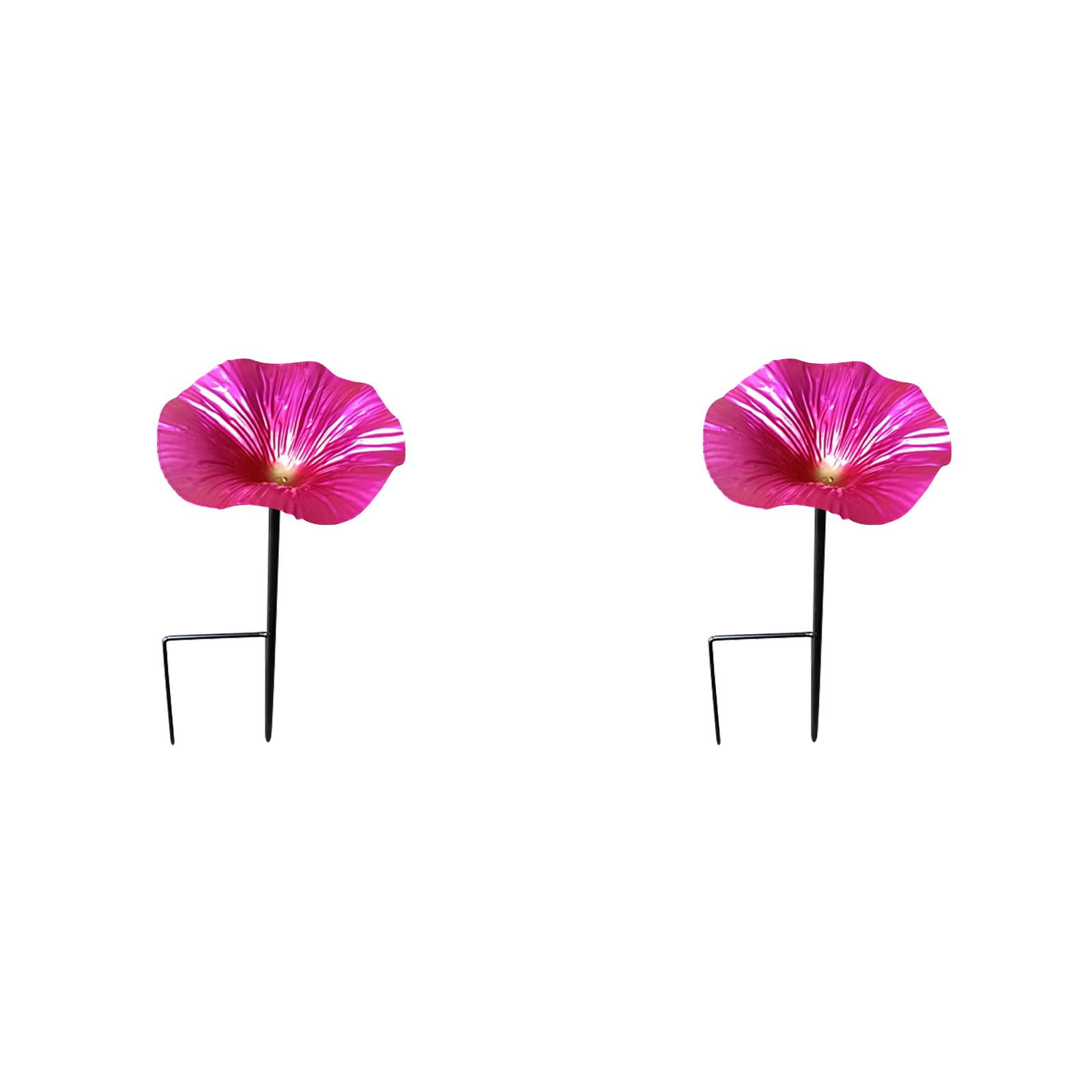 Metal Material Bird Bath and Feeder - 2 Pcs Flower Design Ground Stake ...