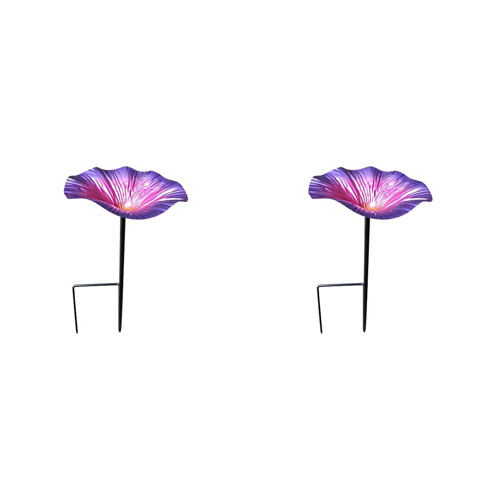 Metal Material Bird Bath and Feeder - 2 Pcs Flower Design Ground Stake ...