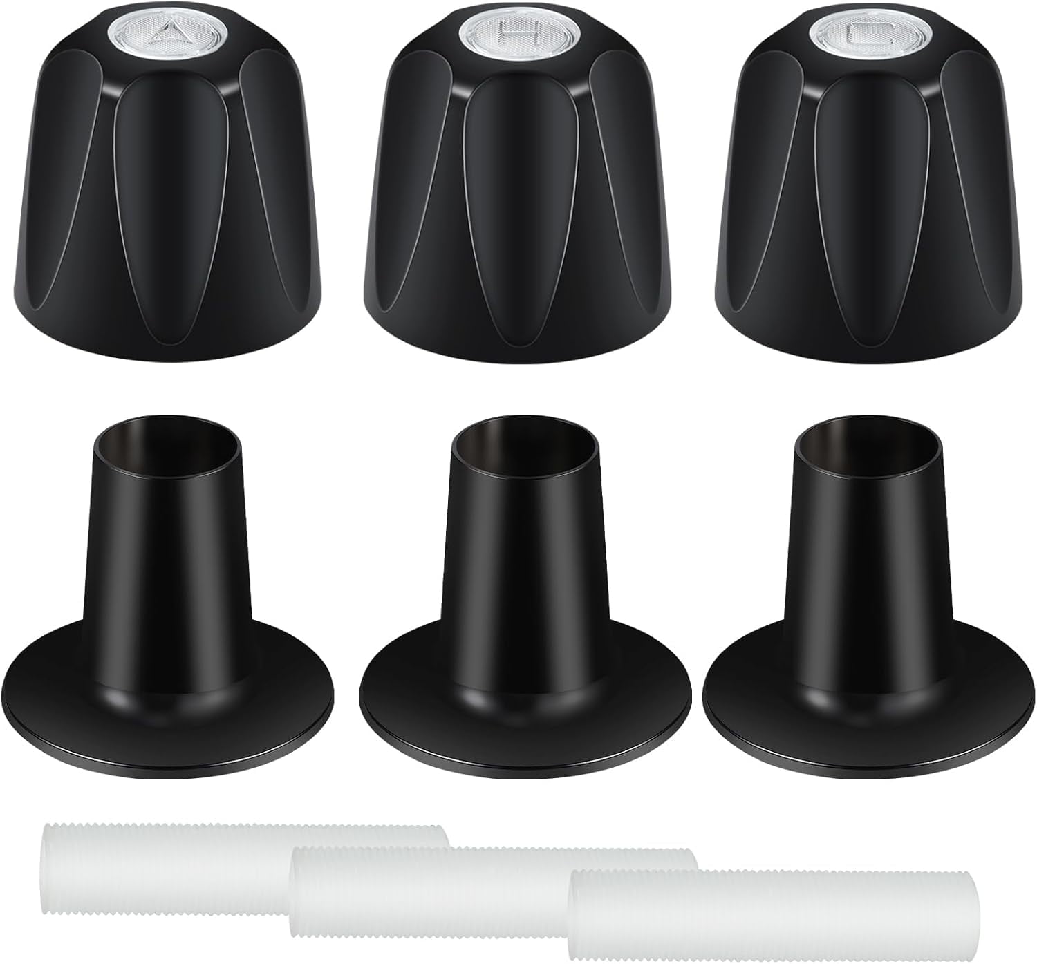 Metal Matte Black Shower Knobs 3 Piece Replacement and Flange Base ...