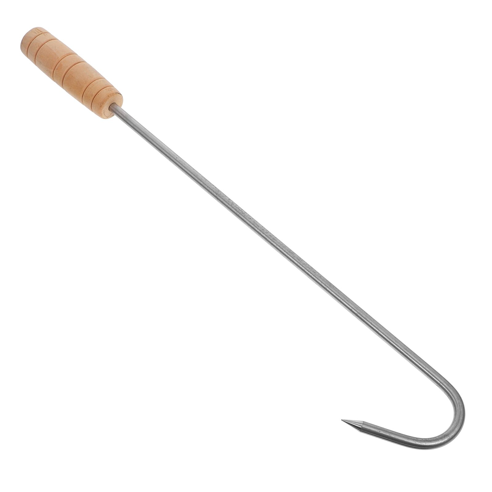 Worgeous Stainless Steel and Wood Meat Hook with Comfortable Handle for ...