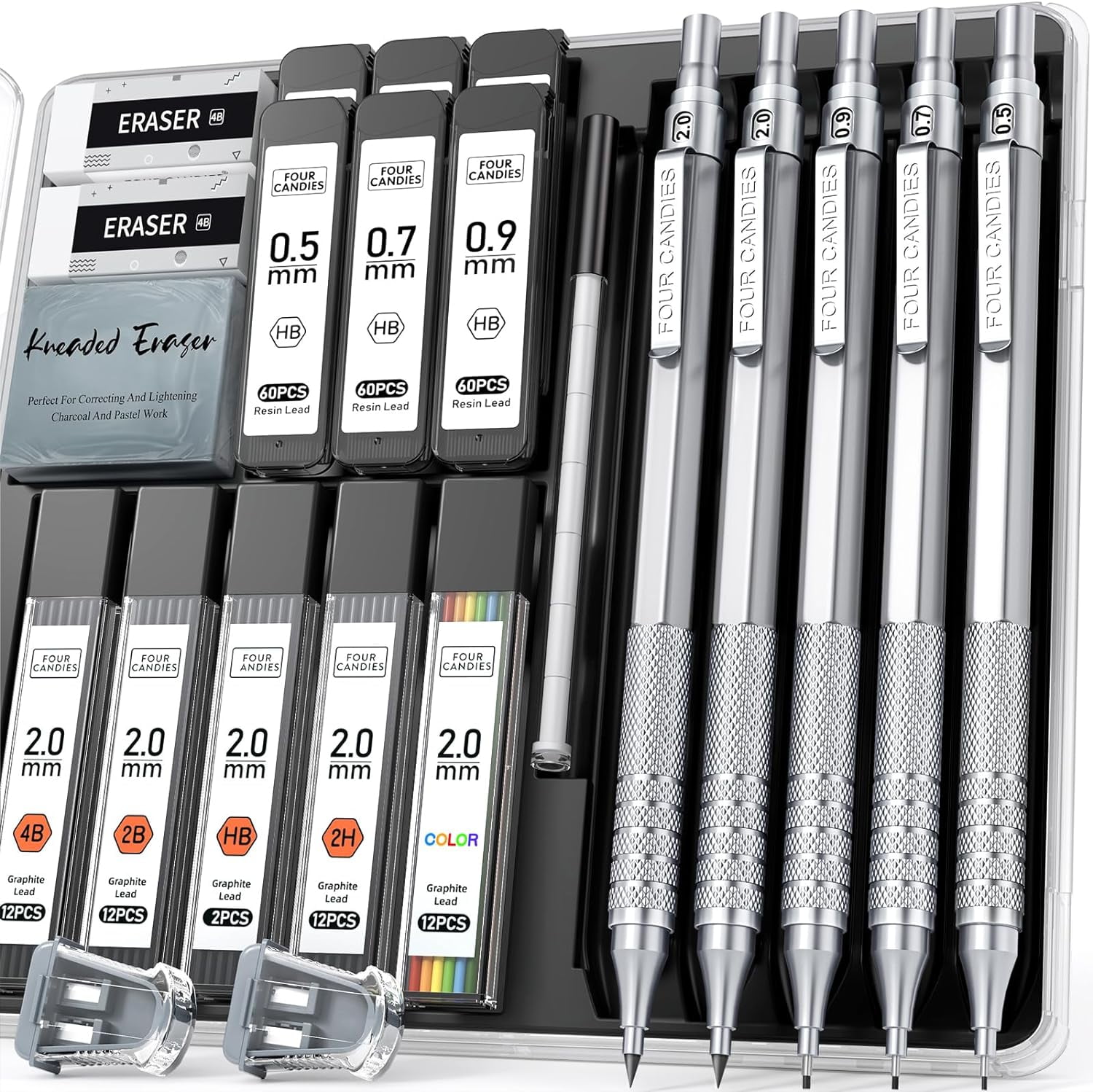 Four Candies Metal Mechanical Pencil Set,5 Count, Metal Mechanical ...