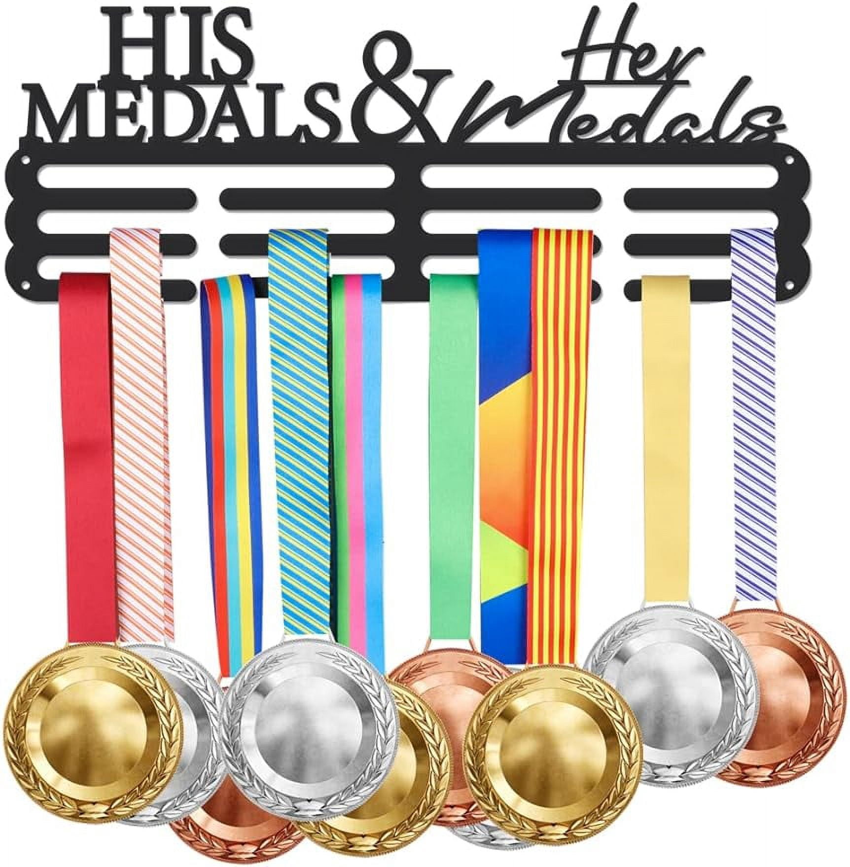 Metal Medal Hooks Motivating Word His Medals & Her Medals Wall Storage ...