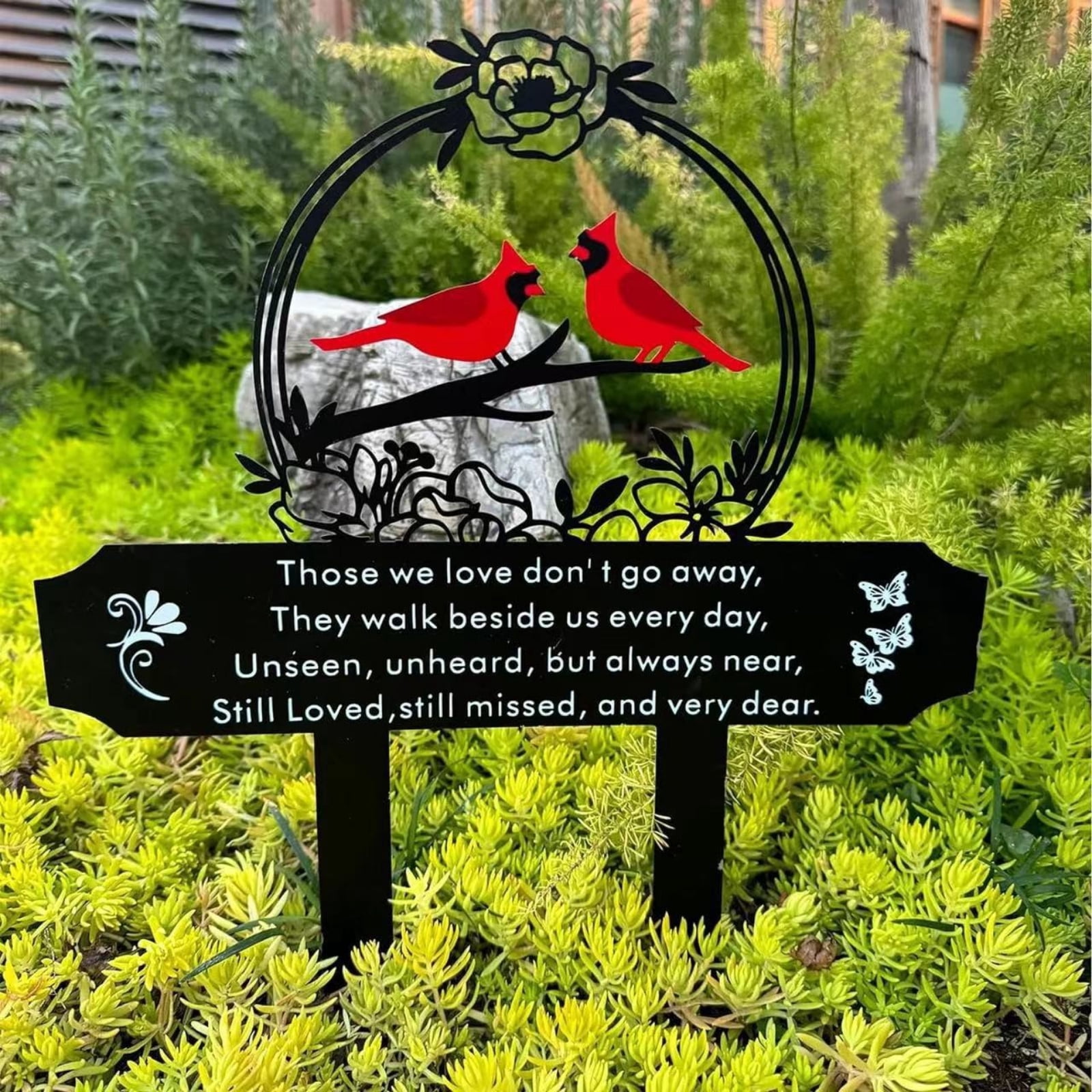 Metal Memorial Garden Stake with Poem, Hollowed Flower Bird Design ...