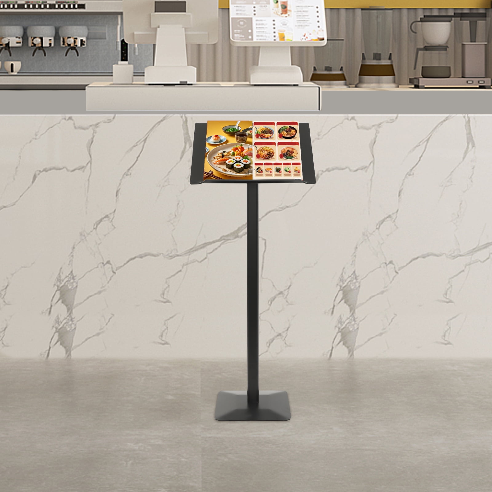 Metal Menu Stand, Black Speech Presentation Stand, Floor Standing Menu ...
