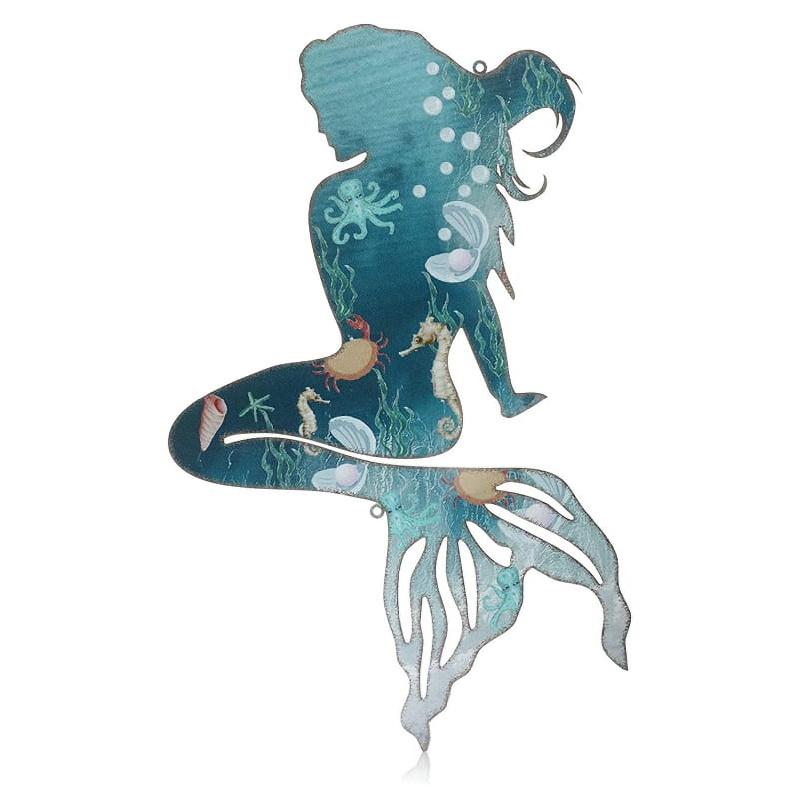 Metal Mermaid Wall Art Rustic Hanging Mermaid Wall Decor Blue Metal ...