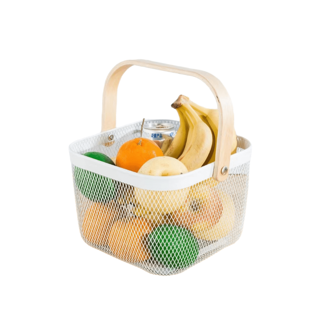 Metal Mesh Basket with Handle MODANU Mesh Steel Storage Organizer ...