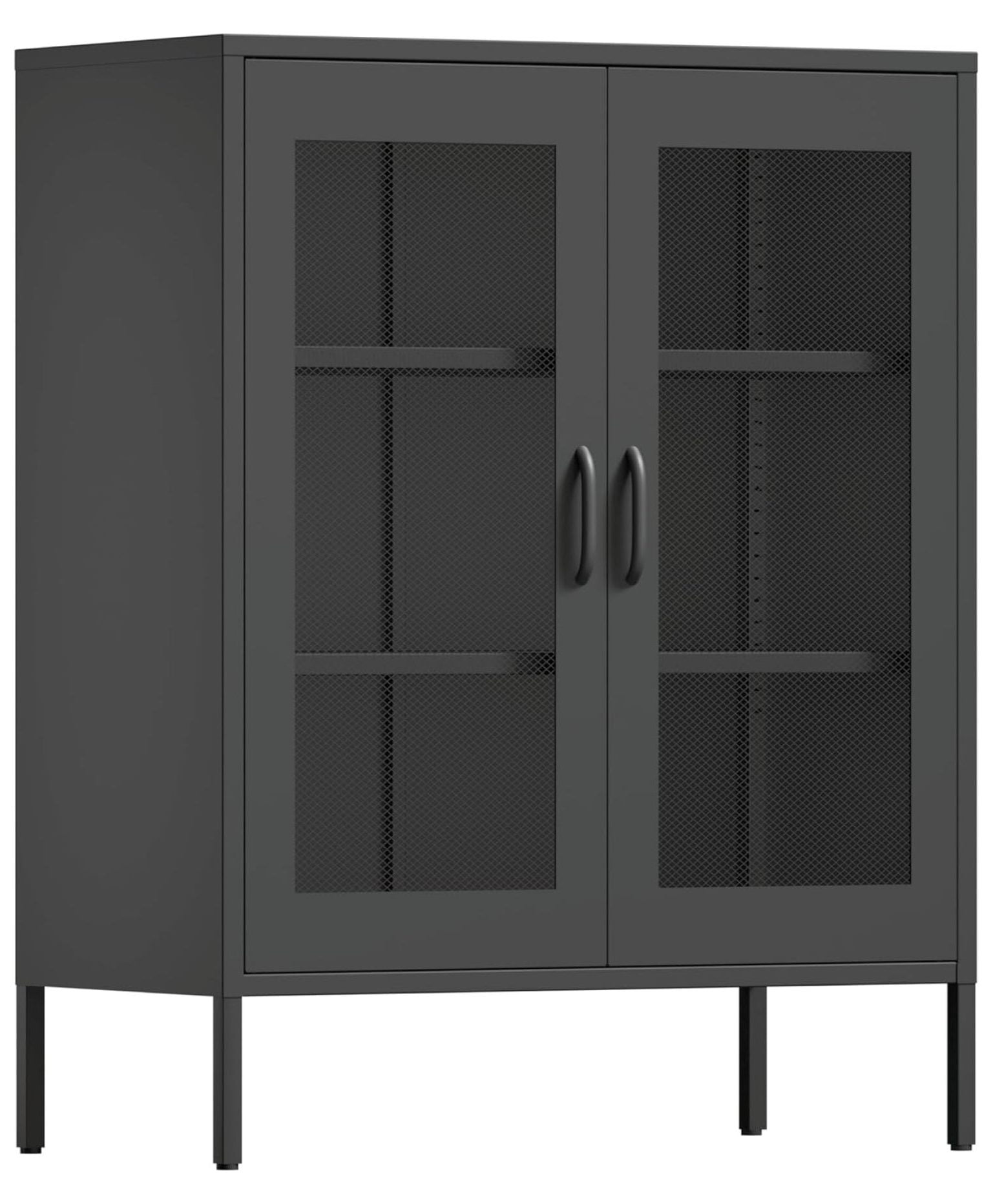 Metal Mesh Cabinet with Leg and Adjustable Shelves, Versatile Storage ...