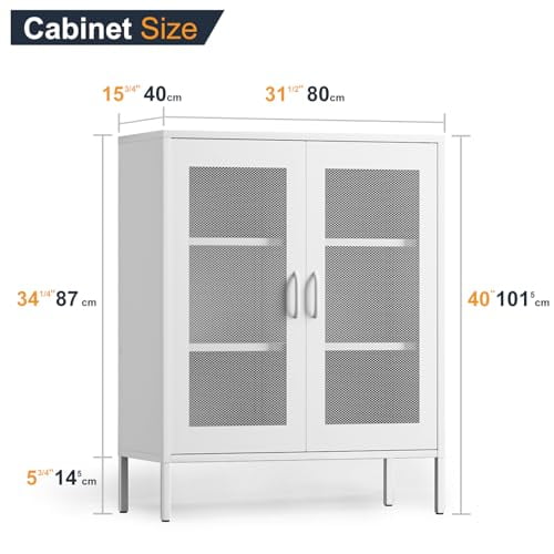 Metal Mesh Cabinet with Leg and Adjustable Shelves, Versatile Storage ...