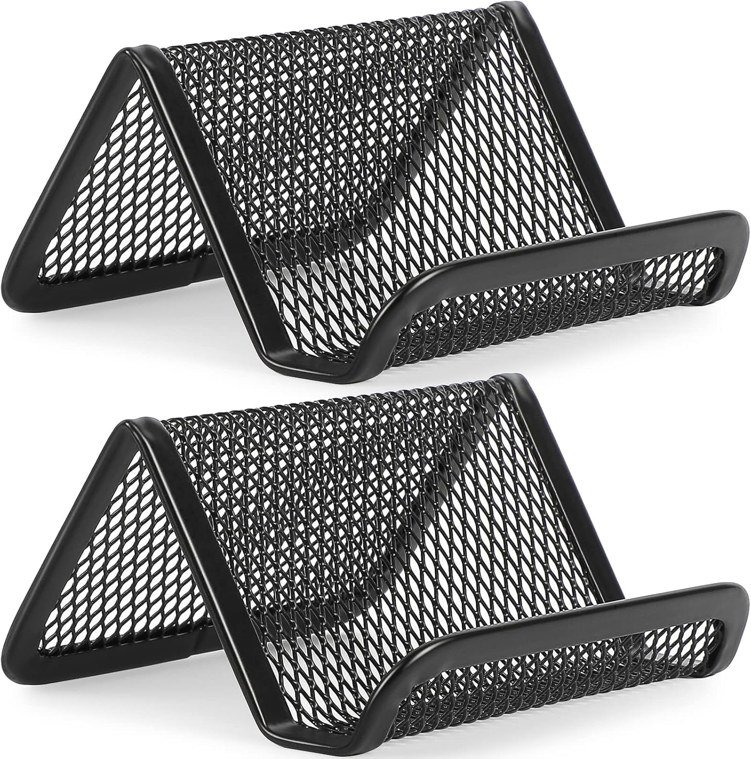 Metal Mesh Card Holder, 2 Pack, Black, Card Holder for Desk Business ...