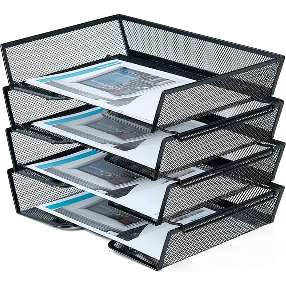 Metal Mesh Desk Organizer-Stackable Letter Trays for Office Supplies ...