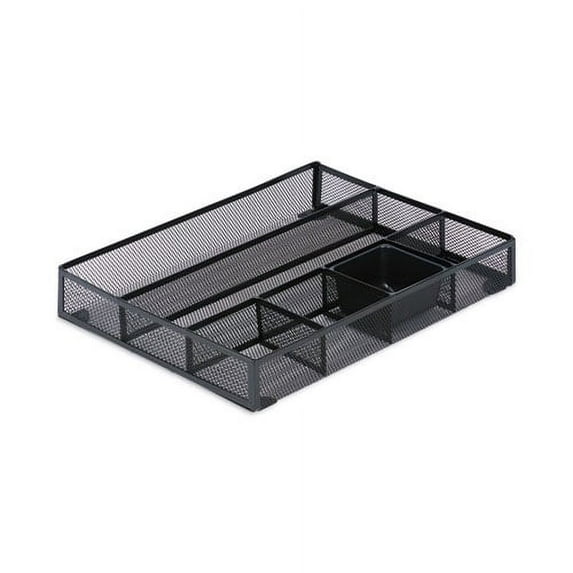 Metal Mesh Drawer Organizer, Six Compartments, 15 X 11.88 X 2.5, Black ...