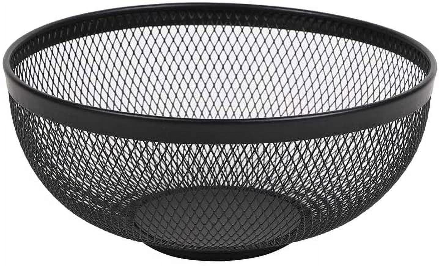 Metal Mesh Fruit Basket 10'Diameter Large Candy Bowl Large Black Round ...
