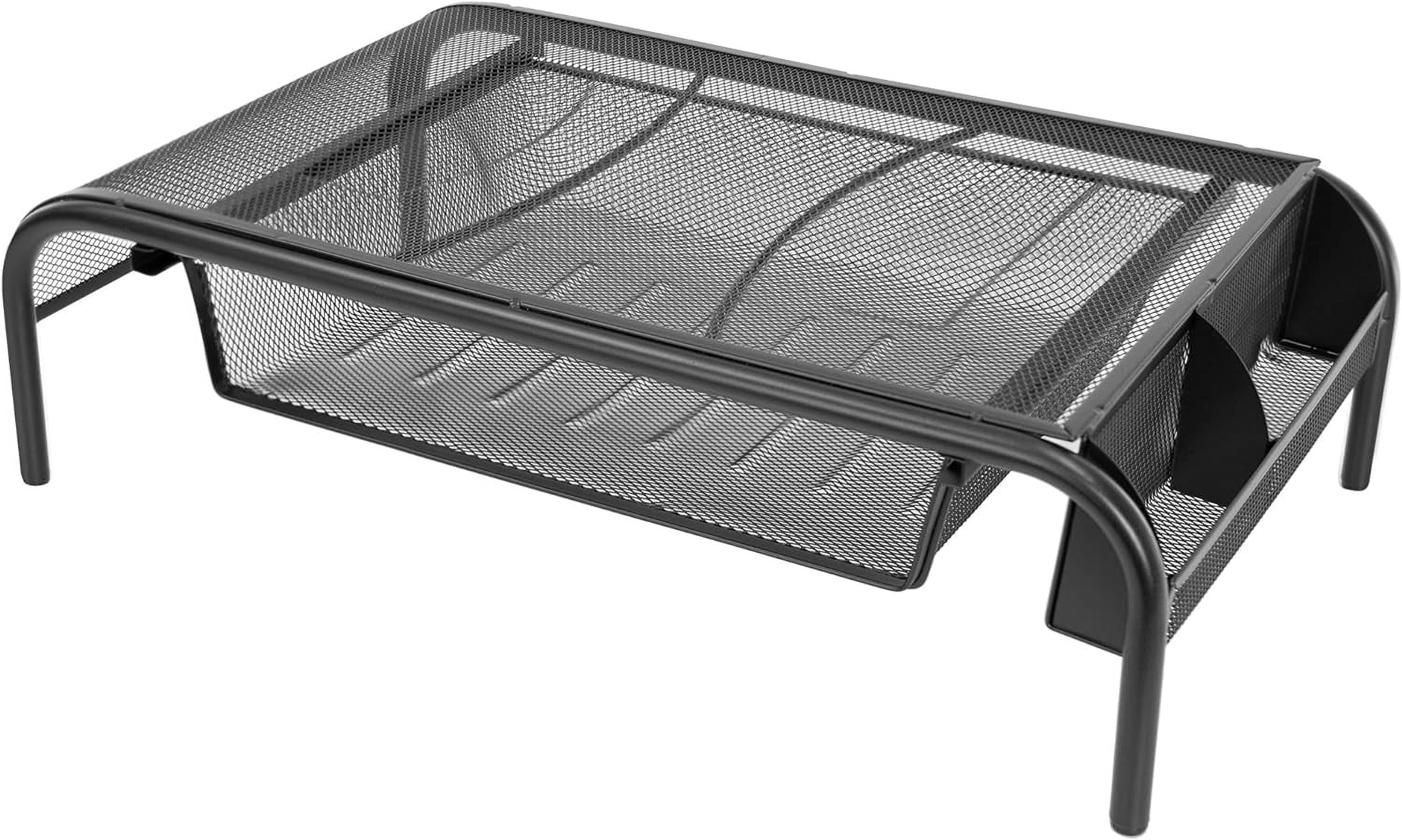 Metal Mesh Monitor Stand with Drawer, Ergonomic Desk Organizer and ...