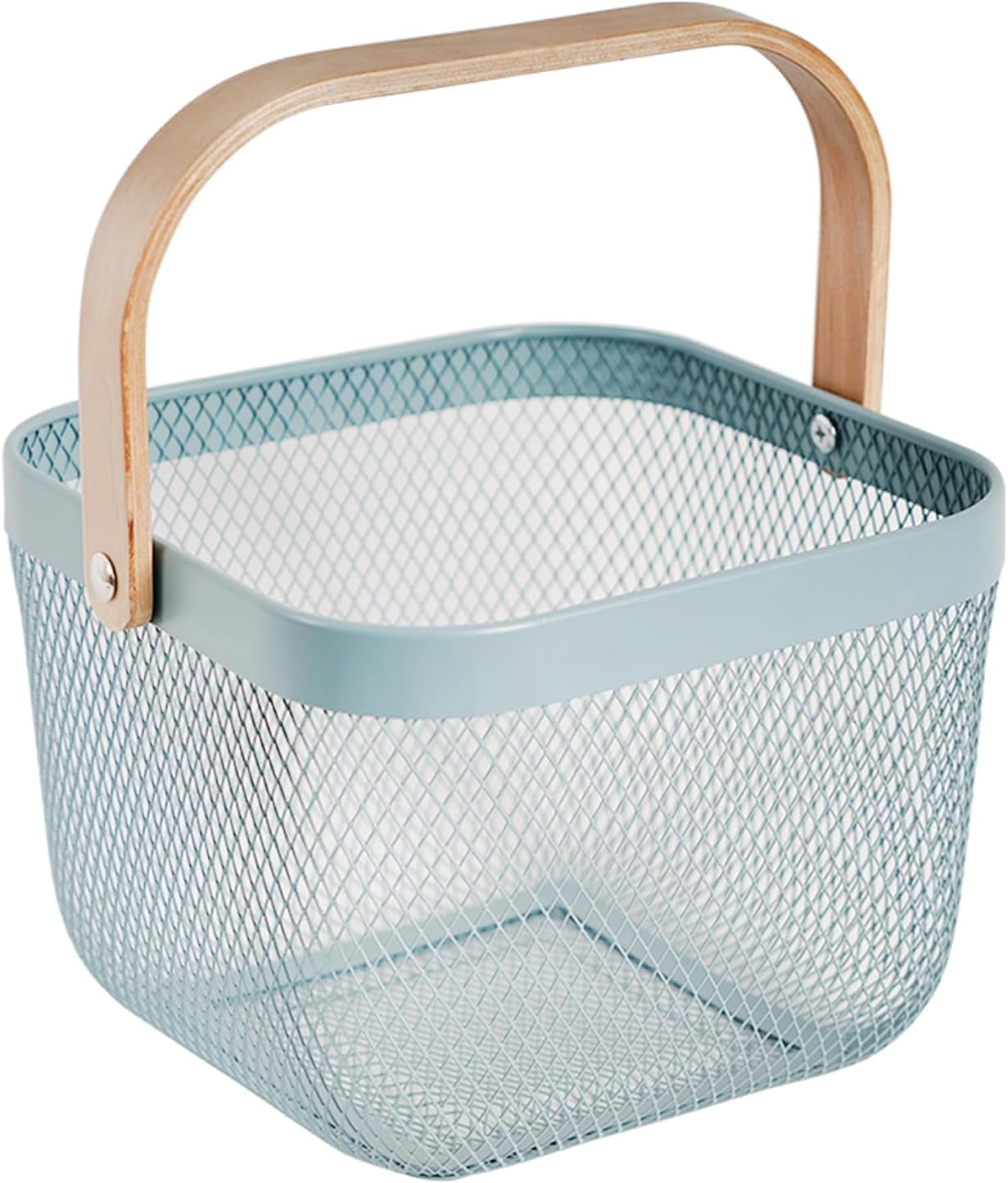 Metal Mesh Steel Harvest Basket, Square Wire Garden Basket with Handle ...