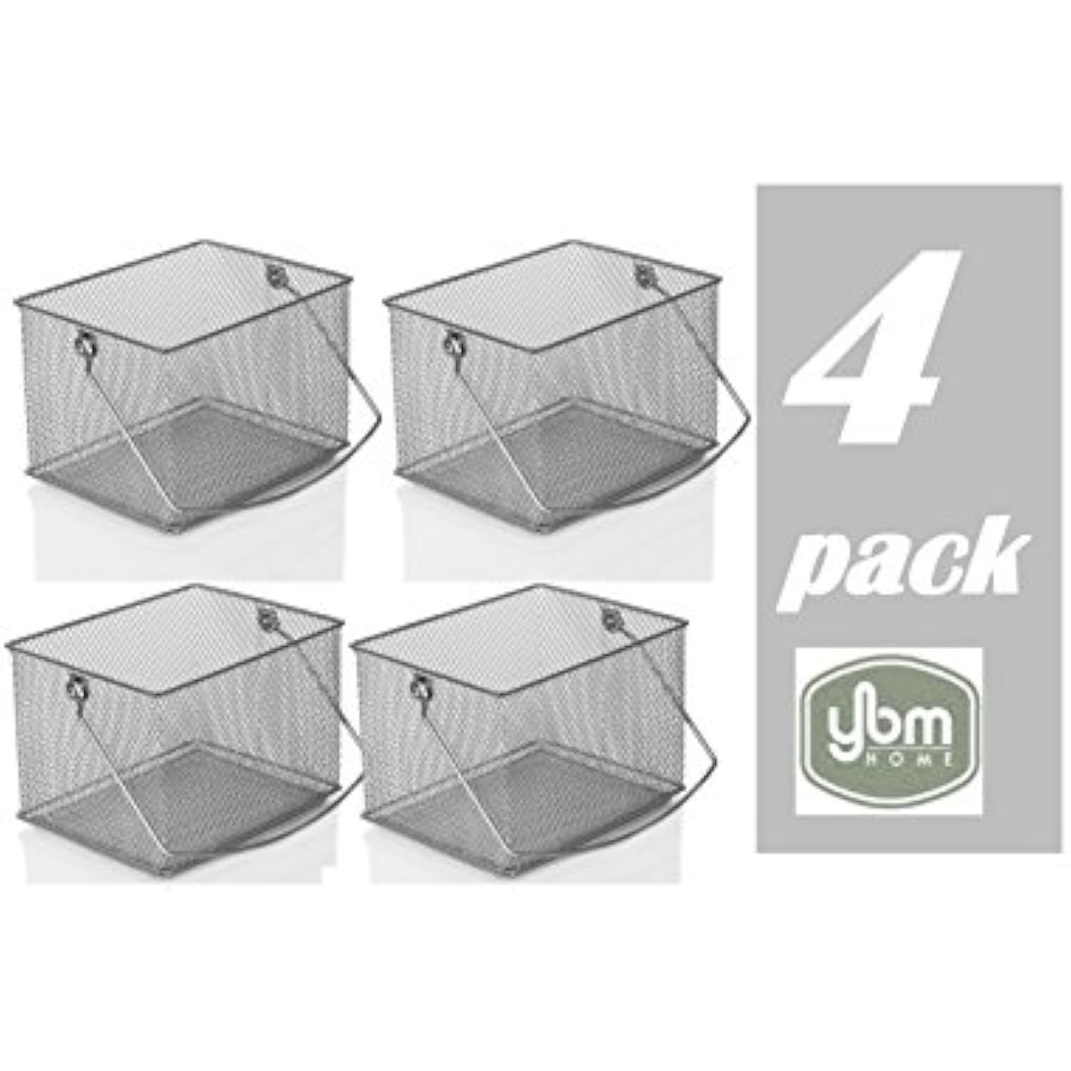 Metal Mesh Storage Baskets with Handles - 4-Pack Farmhouse Style ...