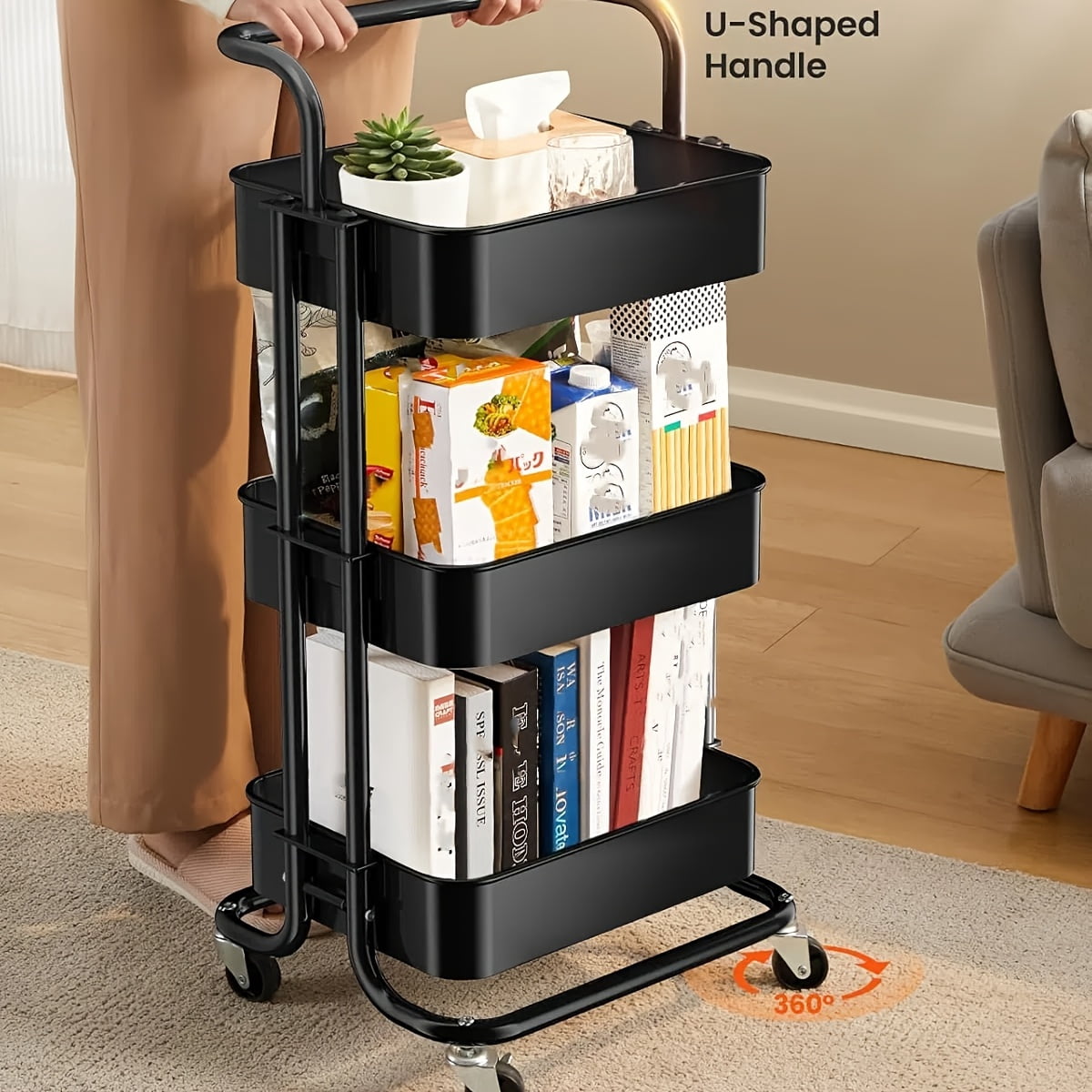 [Metal Mesh Utility Cart] 3 Tier Rolling Metal Mesh Utility Cart ...
