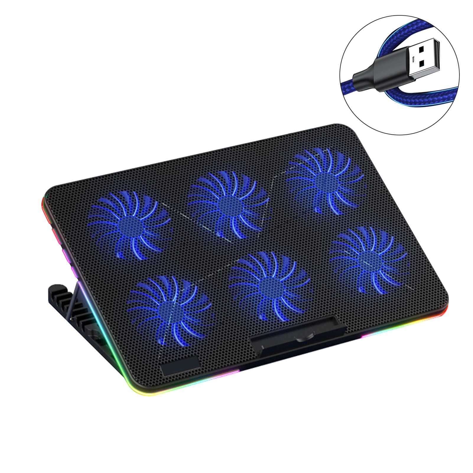 Metal Mesh With RGB Light Concave Cooling Pad Laptop Cooler 6 Fans 2 ...