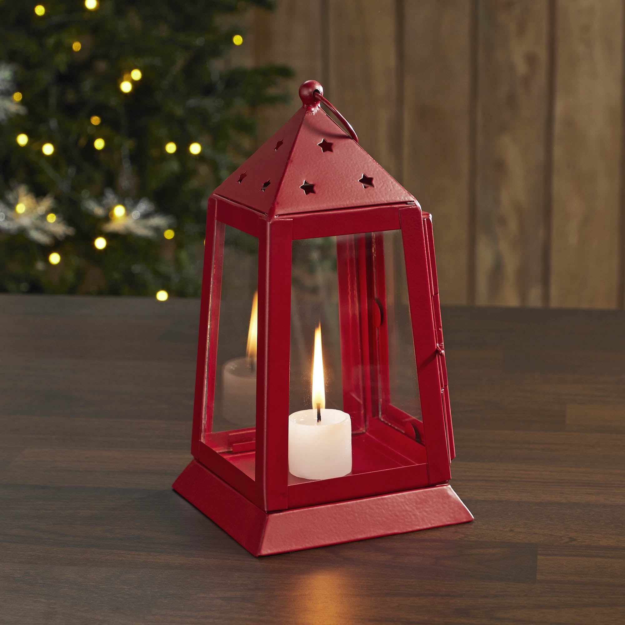 Metal Lantern Barn Red Tealight Holder 9x5x5 - Walmart.com