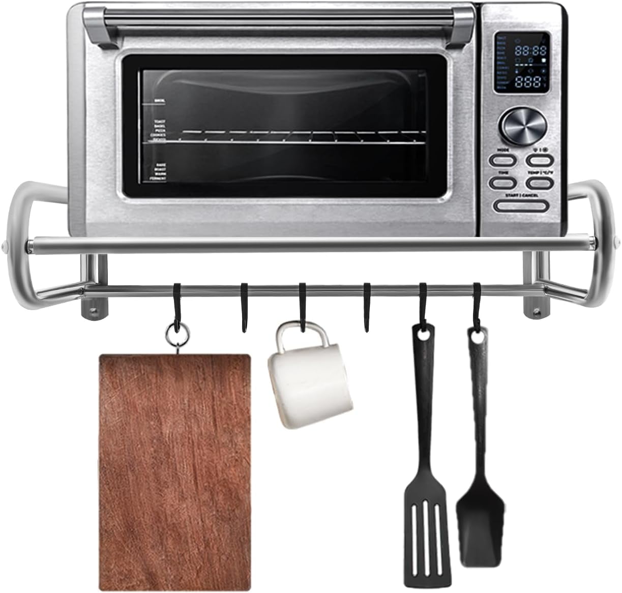 Metal Microwave Oven Shelf Wall Mounted Kitchen Rack Electric Oven ...