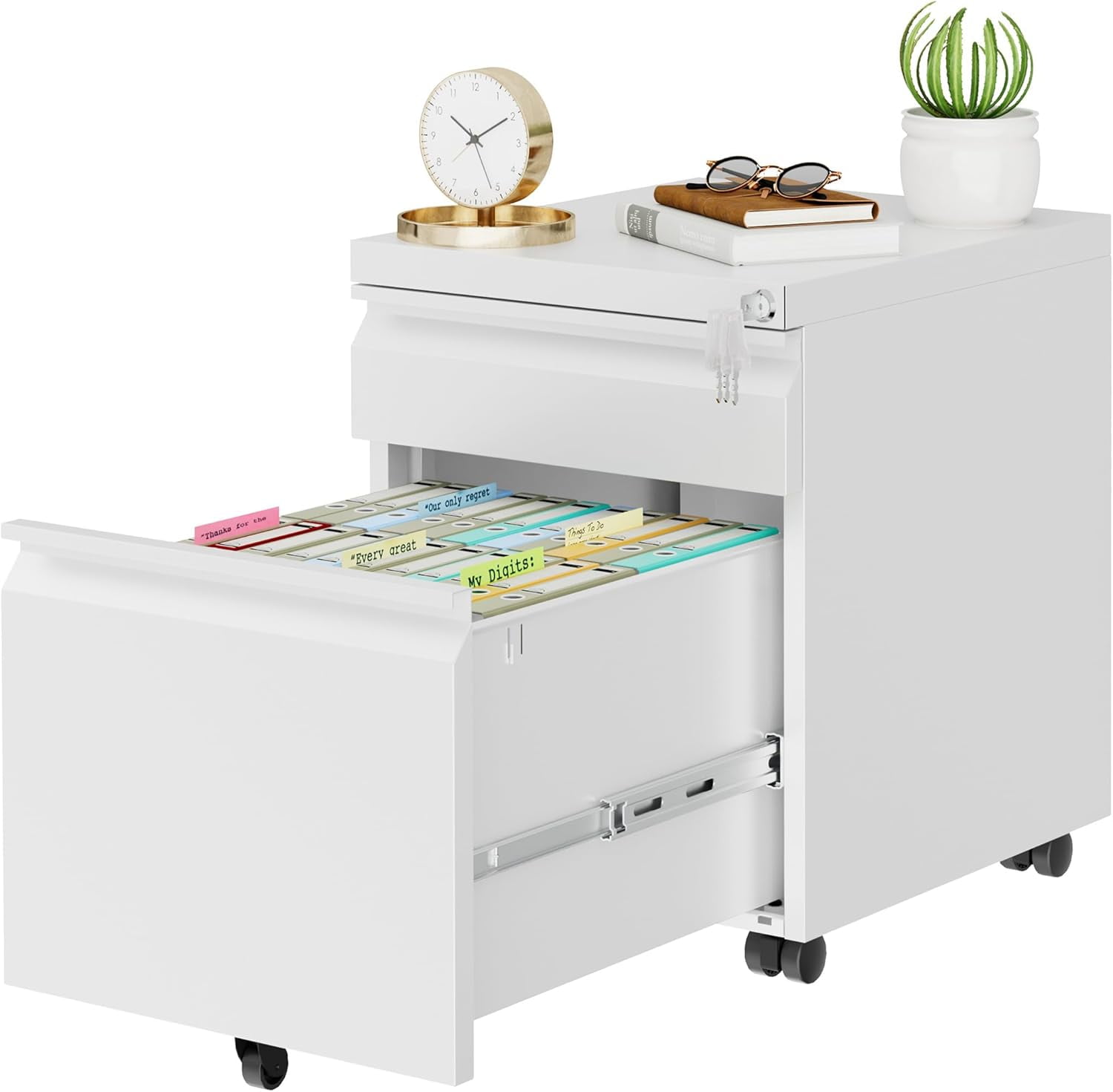 Metal Mobile File Cabinet with Lock and 4 Keys - Fully Assembled, Under ...