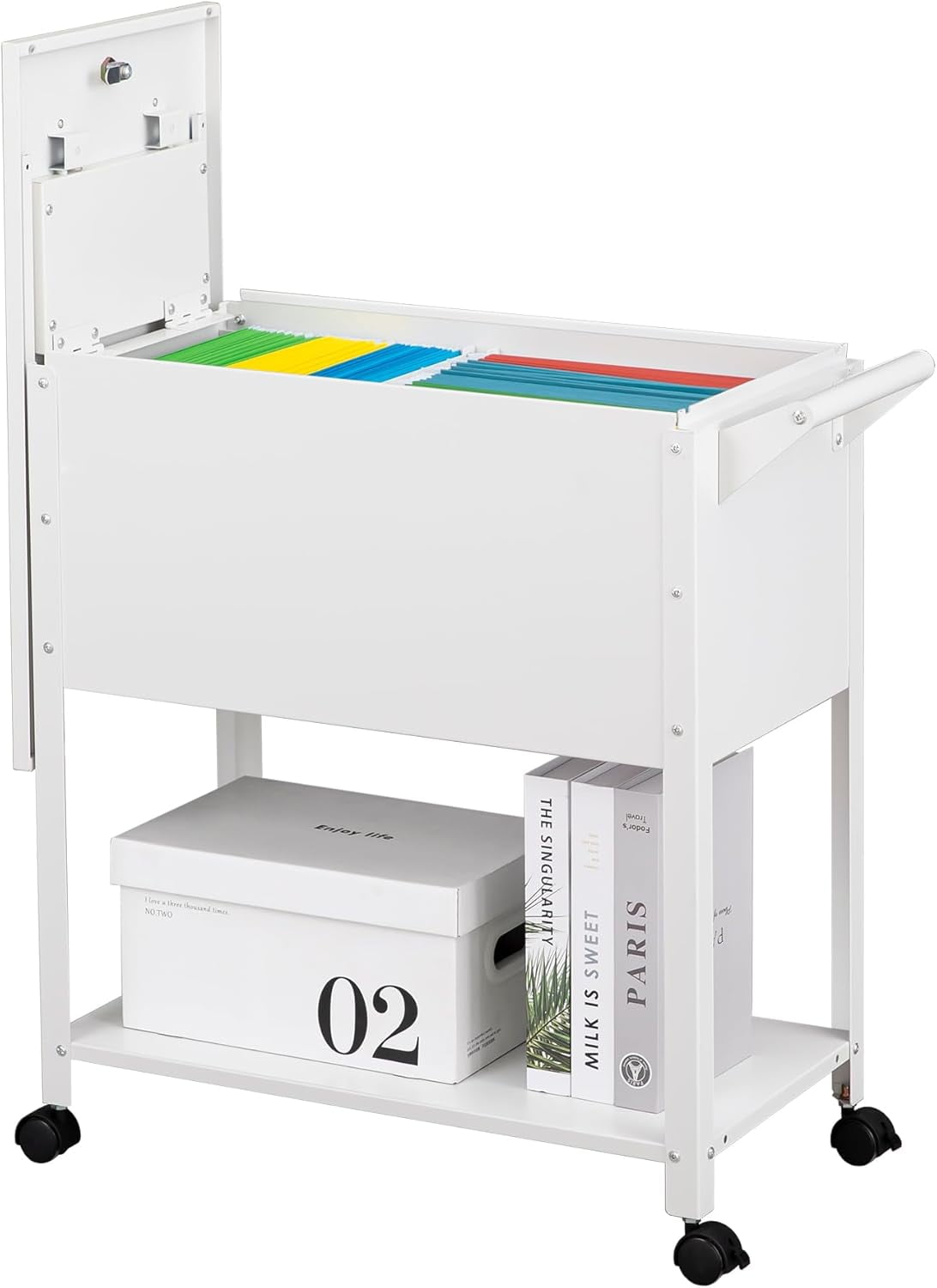 Metal Mobile File Cabinet, Rolling File Cart File Box with Sliding ...