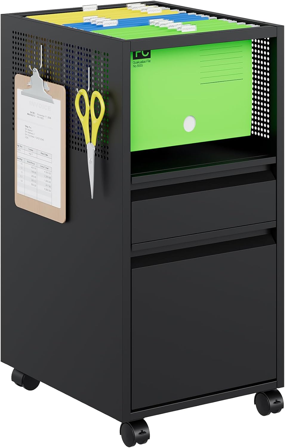 Metal Mobile File Cabinet, Rolling File Cart File Box with Sliding ...