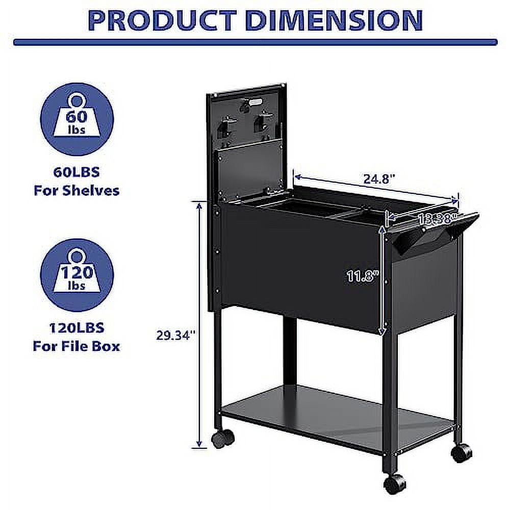 Metal Mobile File Cabinet, Rolling File Cart File Box with Sliding ...