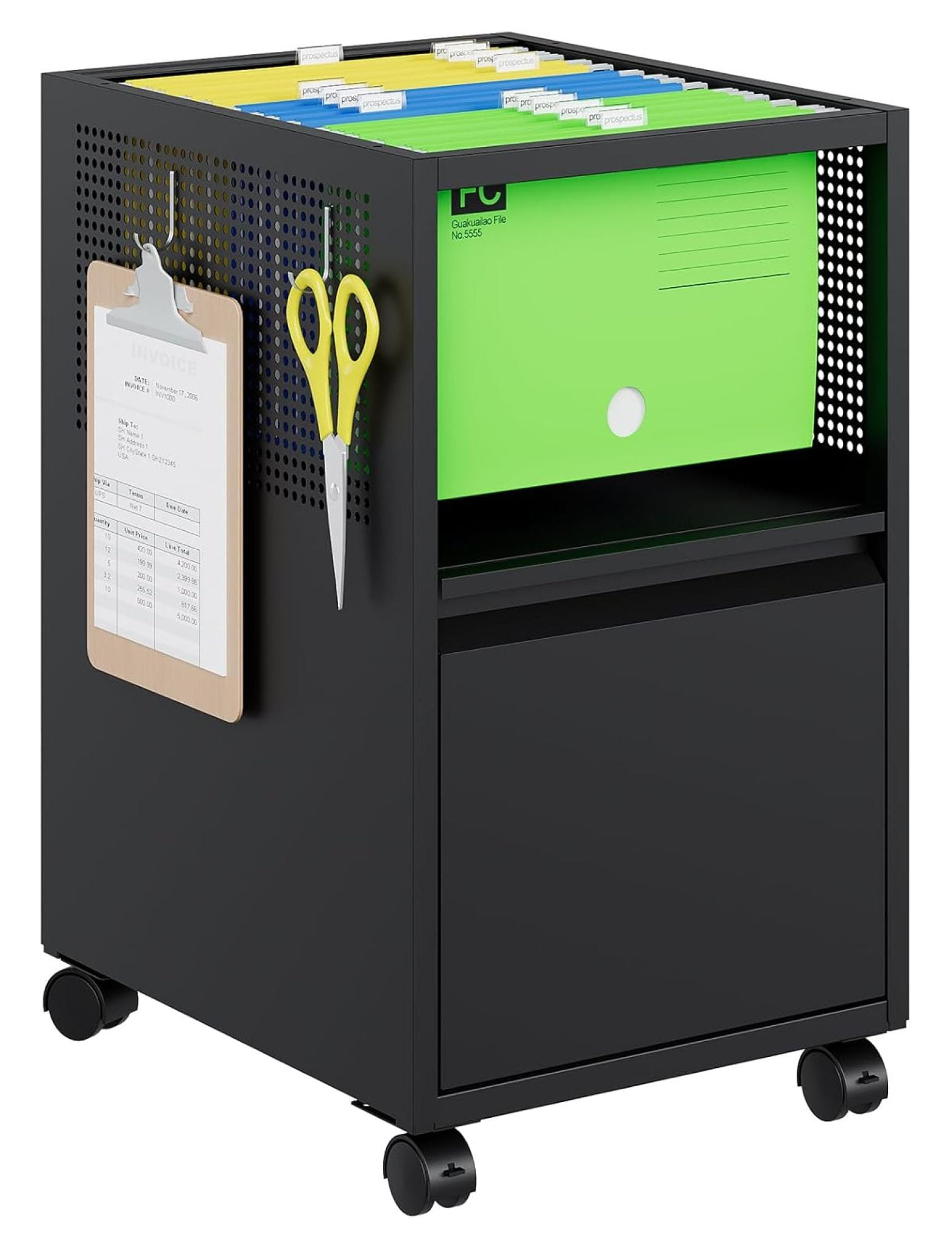 Metal Mobile File Cabinet, Rolling File Cart File Box with Sliding ...