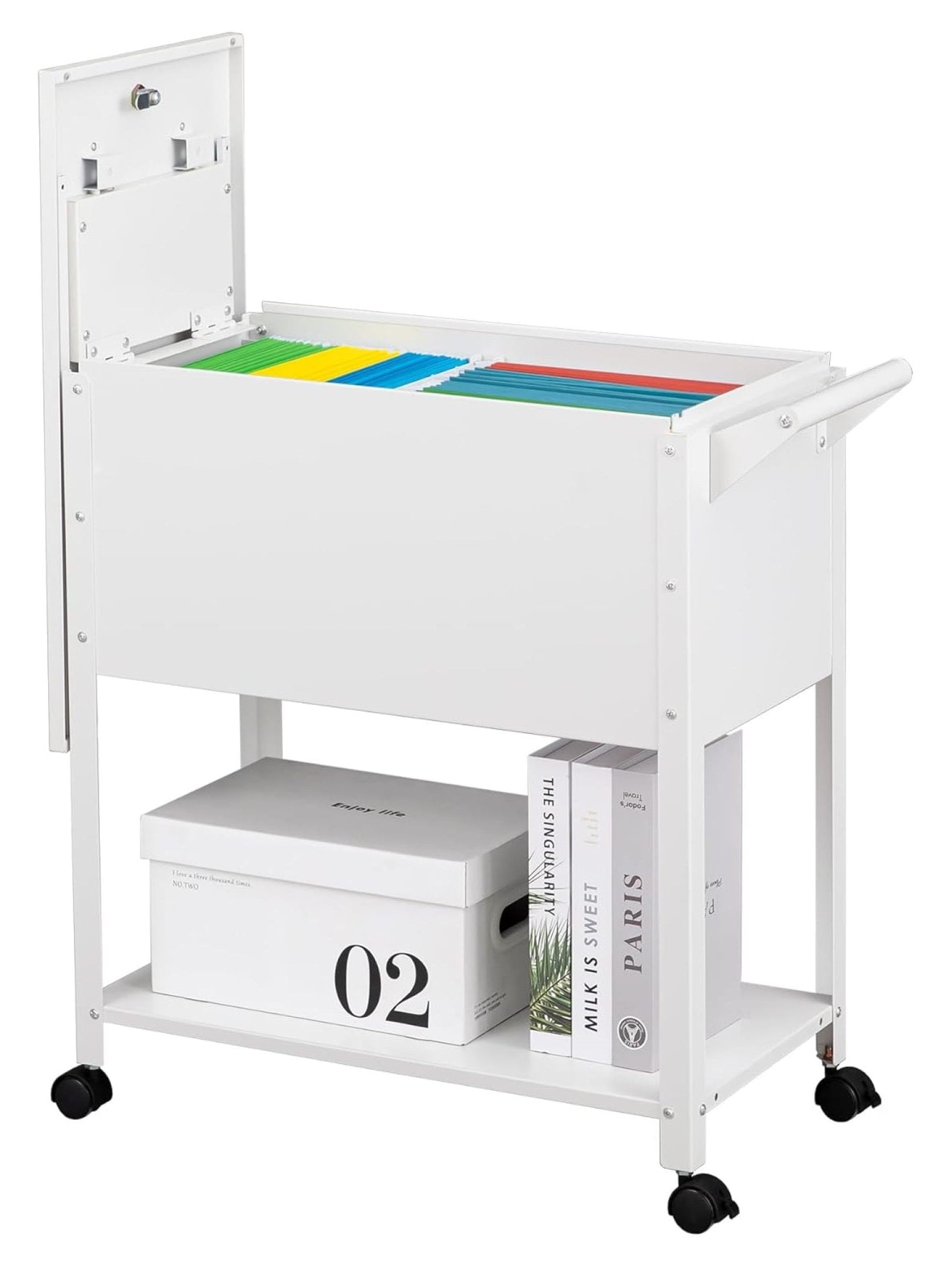 Metal Mobile File Cabinet, Rolling File Cart File Box with Sliding ...