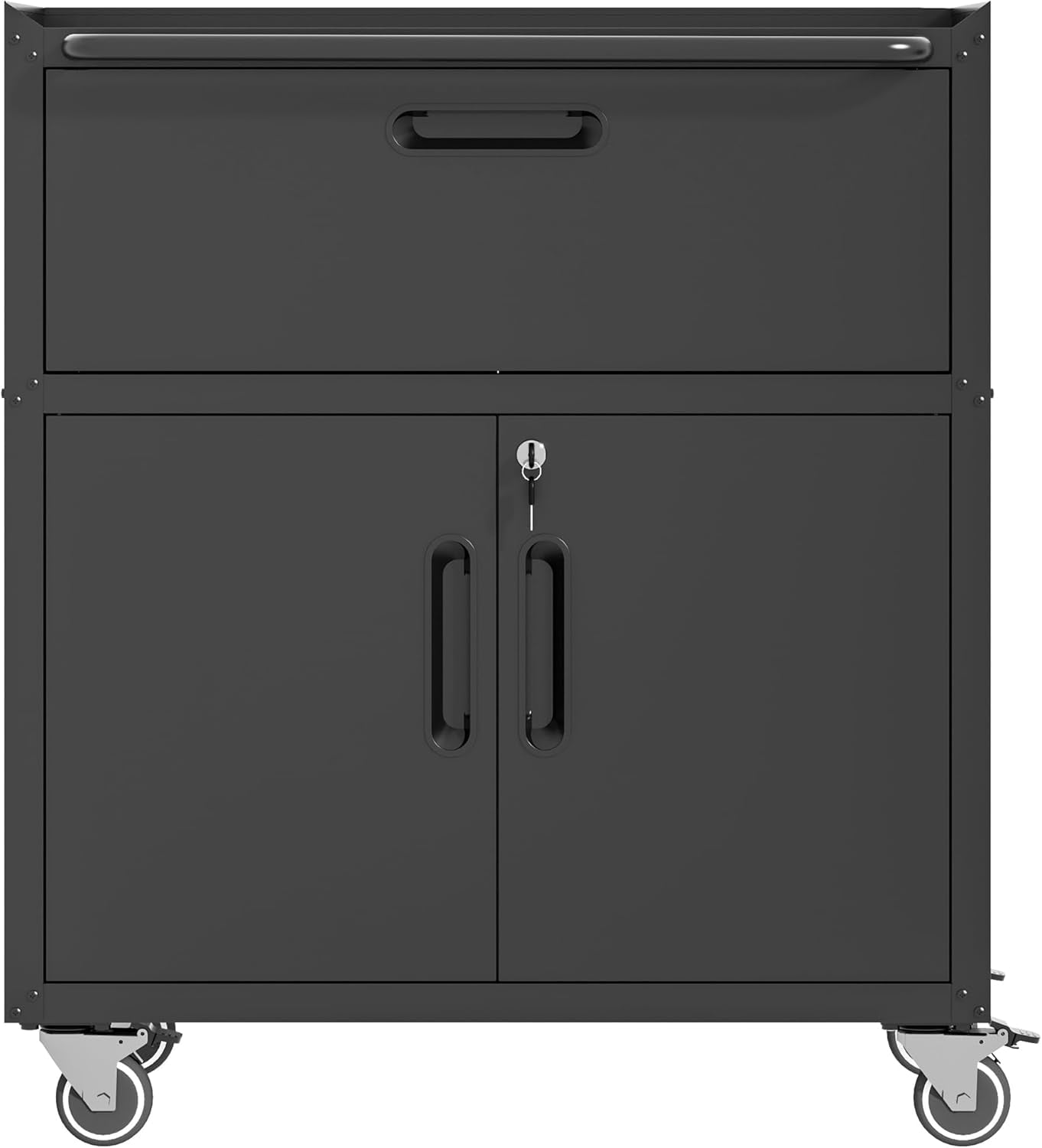 Metal Mobile Tool Storage Cabinet with Wheels,Black Heavy Duty Rolling ...