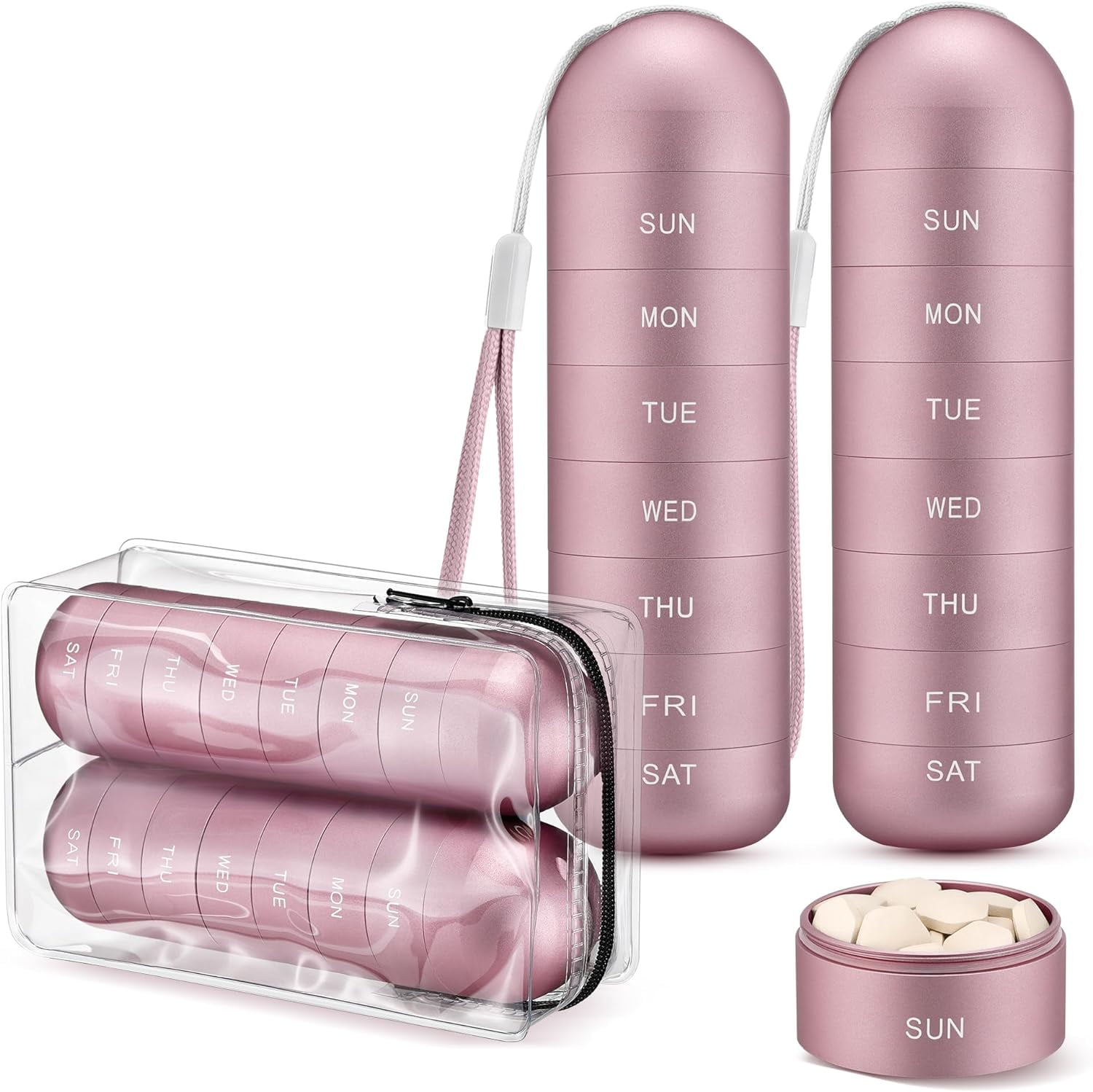 Metal Moisture Proof Weekly Pill Organizer, Stackable Aluminum Alloy ...