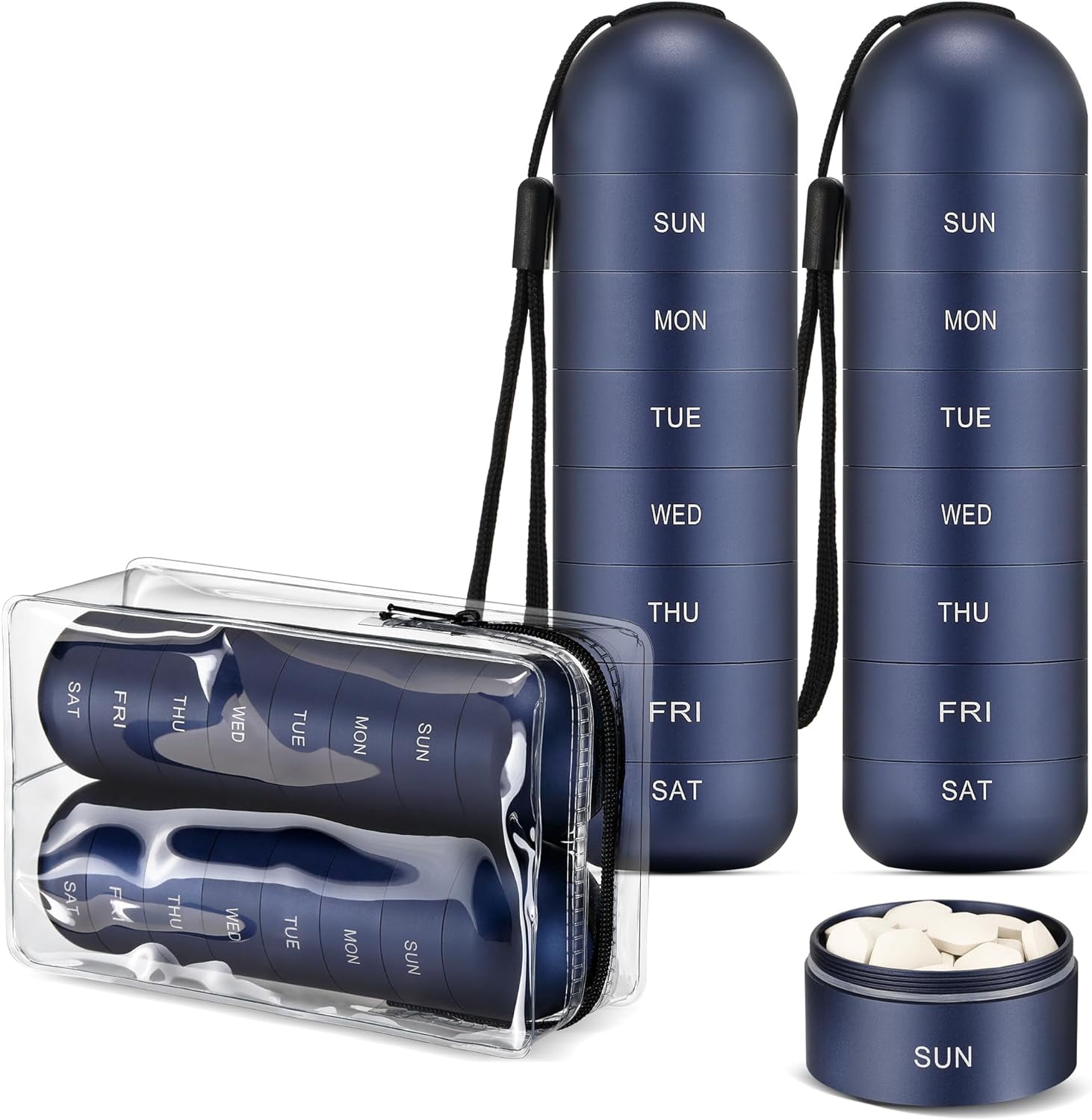Metal Moisture Proof Weekly Pill Organizer, Stackable Aluminum Alloy ...