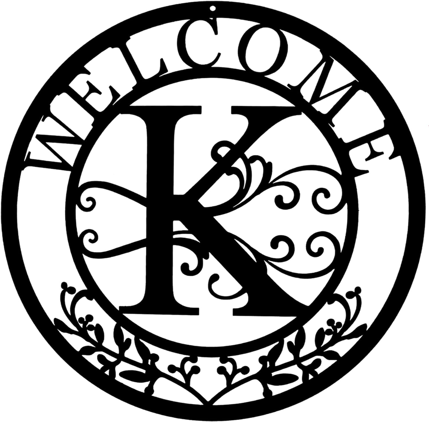 Metal Monogrammed Initial Welcome Sign, Metal Letter Wall Art Decor ...