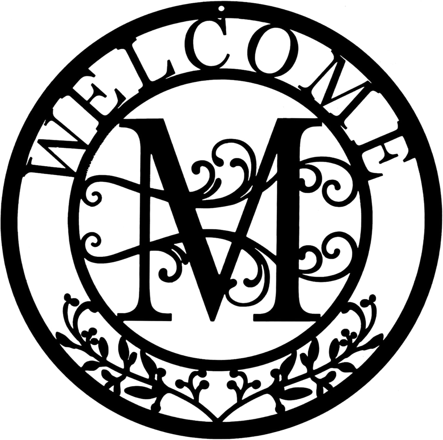 Metal Monogrammed Initial Welcome Sign, Metal Letter Wall Art Decor ...