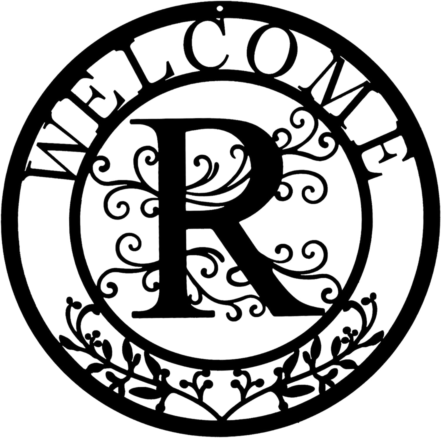 Metal Monogrammed Initial Welcome Sign, Metal Letter Wall Art Decor ...