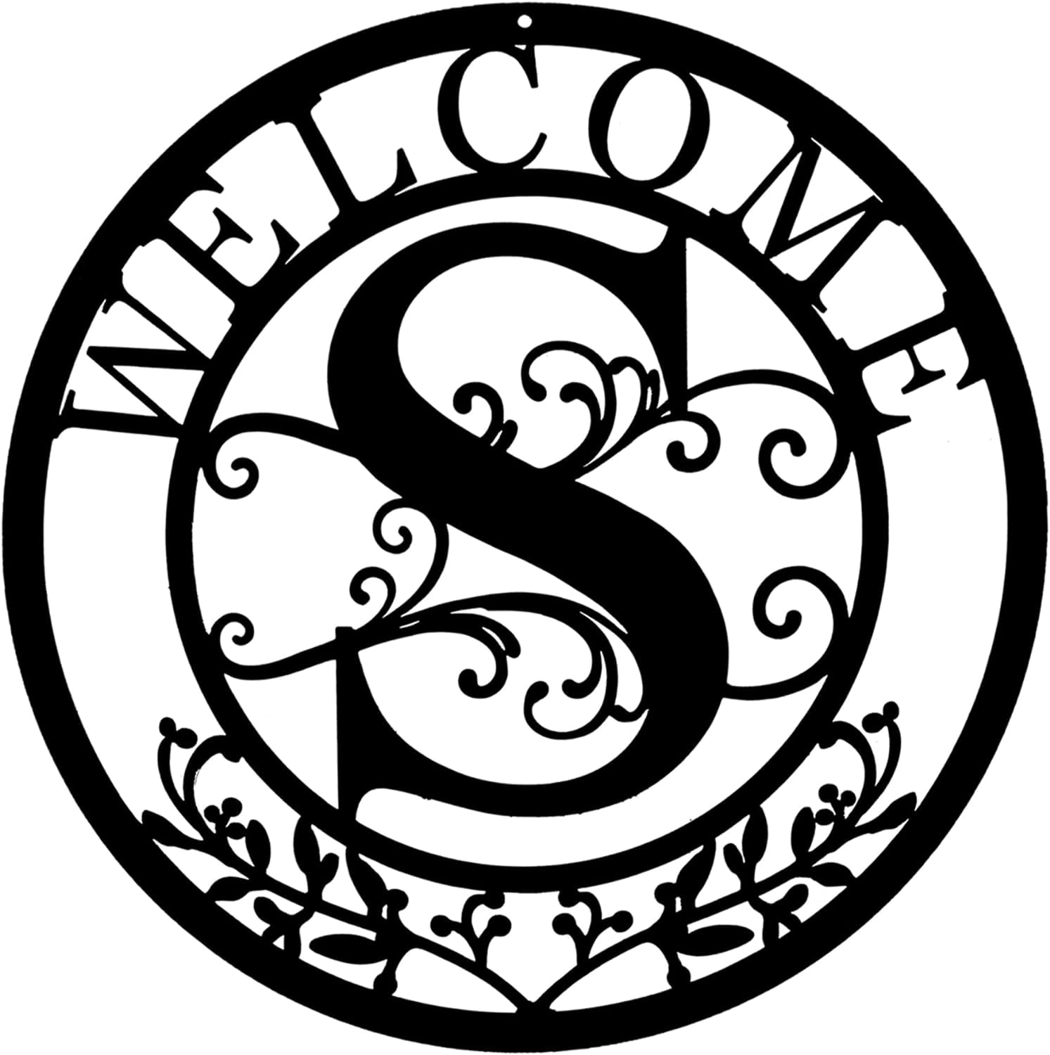 Metal Monogrammed Initial Welcome Sign, Metal Letter Wall Art Decor ...