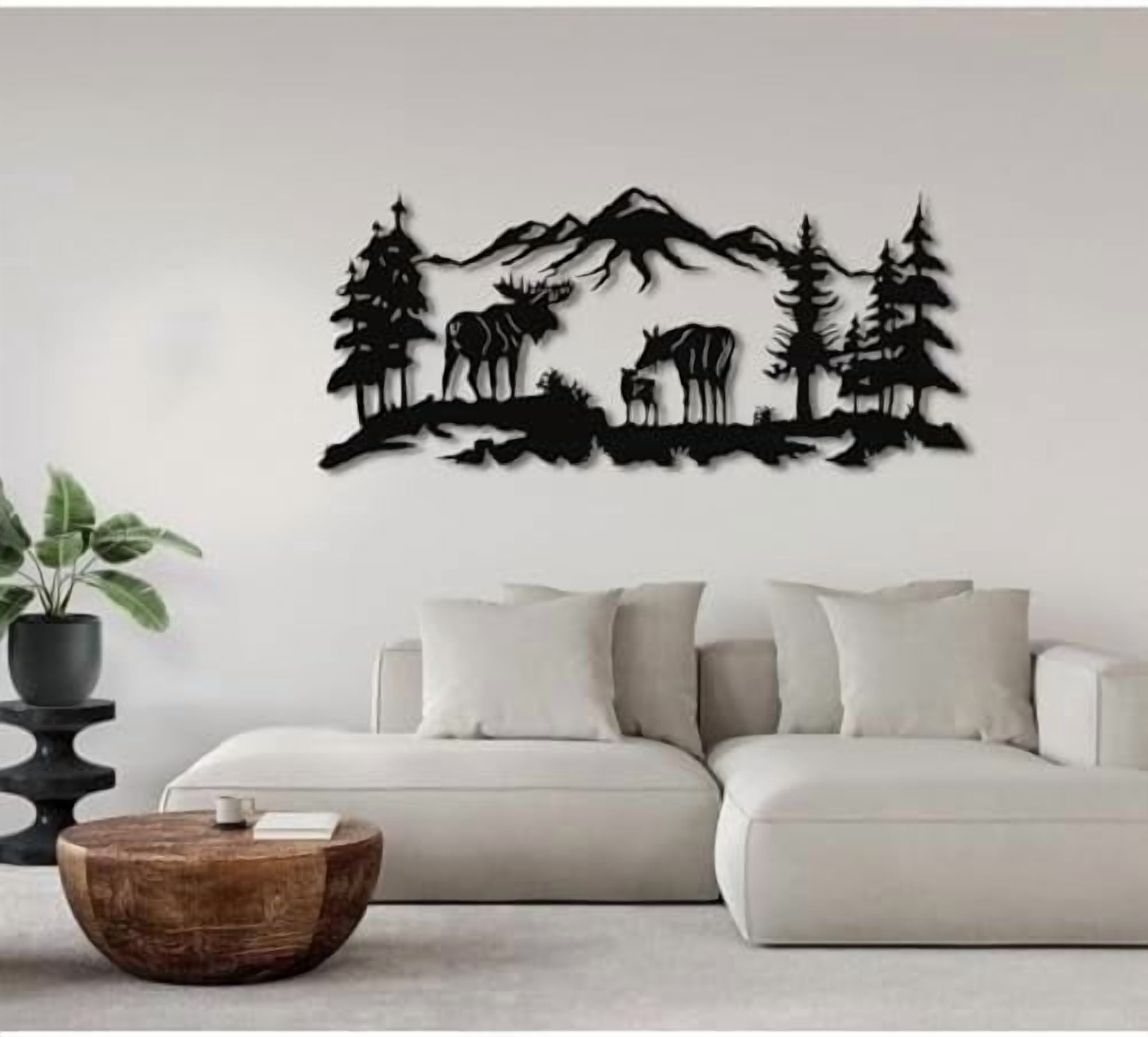 Metal Moses Decor, Moose Art, Nature Wall Art, Tree Mountain Metal Wall ...