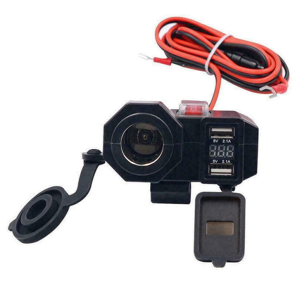 Metal Motorcycle Cigarette Lighter 12V Dual USB Charger LED Digital ...