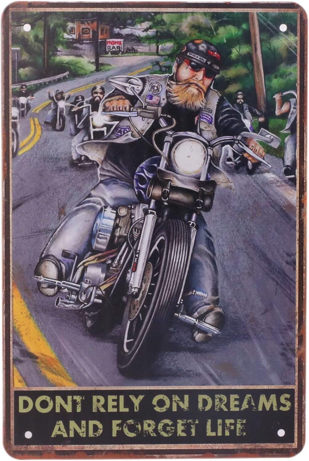 Metal Motorcycle Signs - Dont Rely on Dreams and Forget Life - Vintage ...