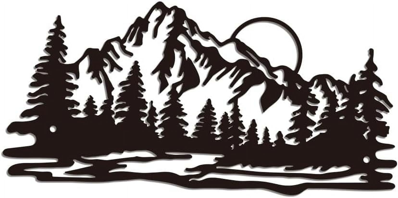 Metal Mountain Range Wall Art Decor Iron Nature Scene Theme Indoor Wall ...